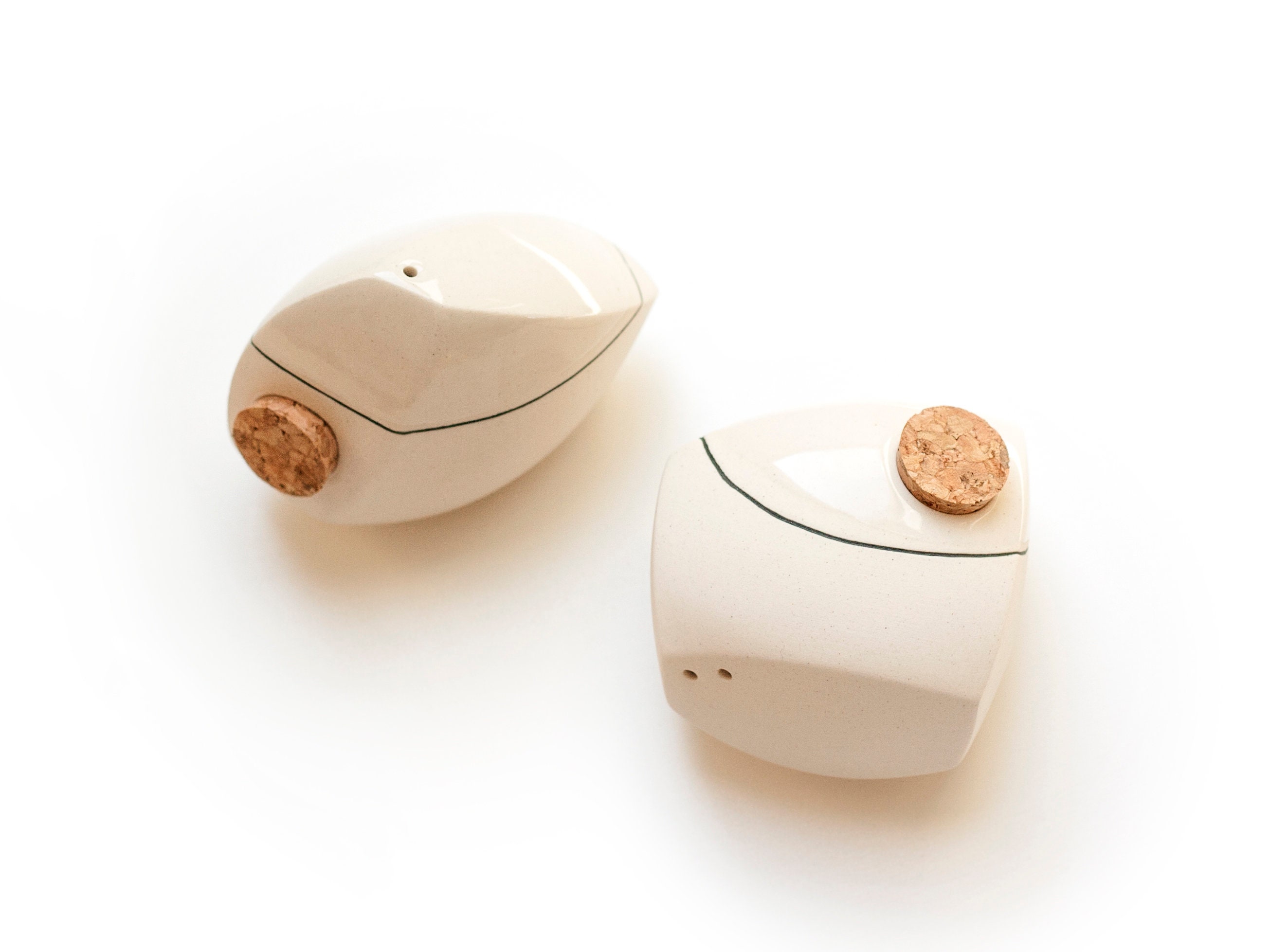 White Table Shakers, Swinging Salt & Pepper, Salt Container, Salt Pig ...