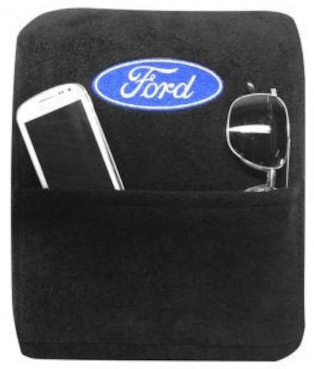 Console Cover With Ford Logo - Black W/ Blue Fits Ford F150 - 2004-2014 ...