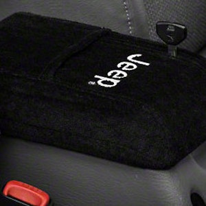 Console Cover With Jeep Logo - Black W/ Silver Fits Wrangler 2007-2010 ...