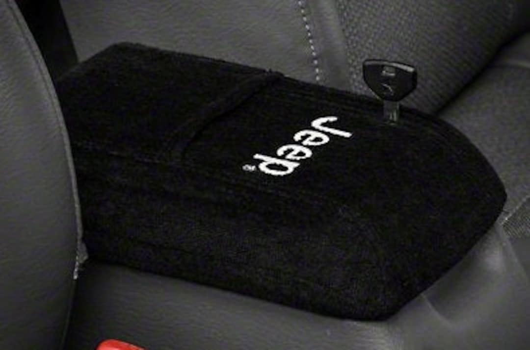 Console Cover With Jeep Logo - Black W/ Silver Fits Wrangler 2011-2022 ...