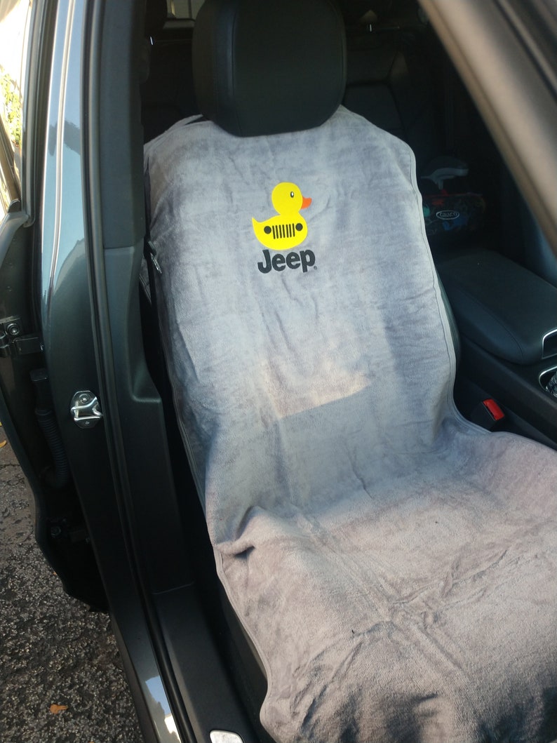 Jeep Grill & Yellow Duck Logo Towel / Seat Cover - Cotton- Drapes Over ...