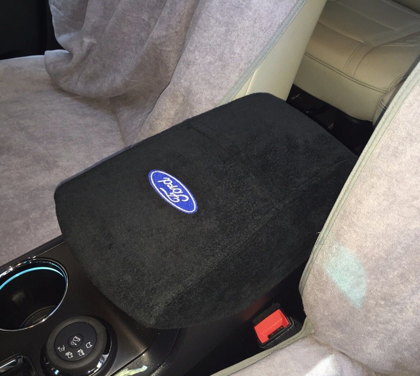 Console Cover With Ford Logo Black W/blue Fits Expedition - Etsy