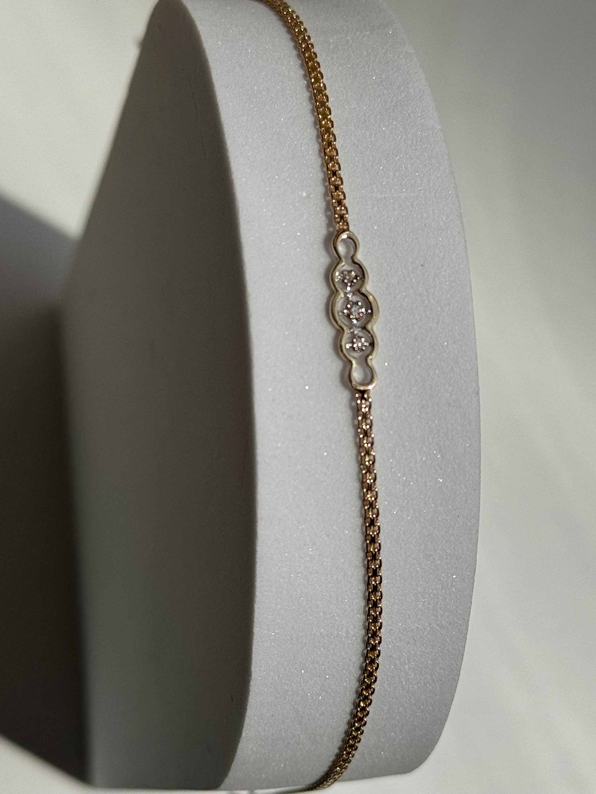 Vintage Estate Mod Geometric Anklet in 14k Gold and Diamonds - Etsy