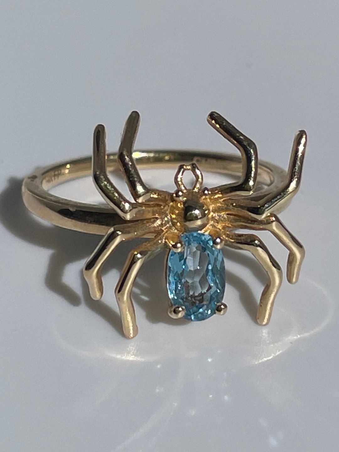 Spider Ring 14k Gold and Blue Topaz - Etsy
