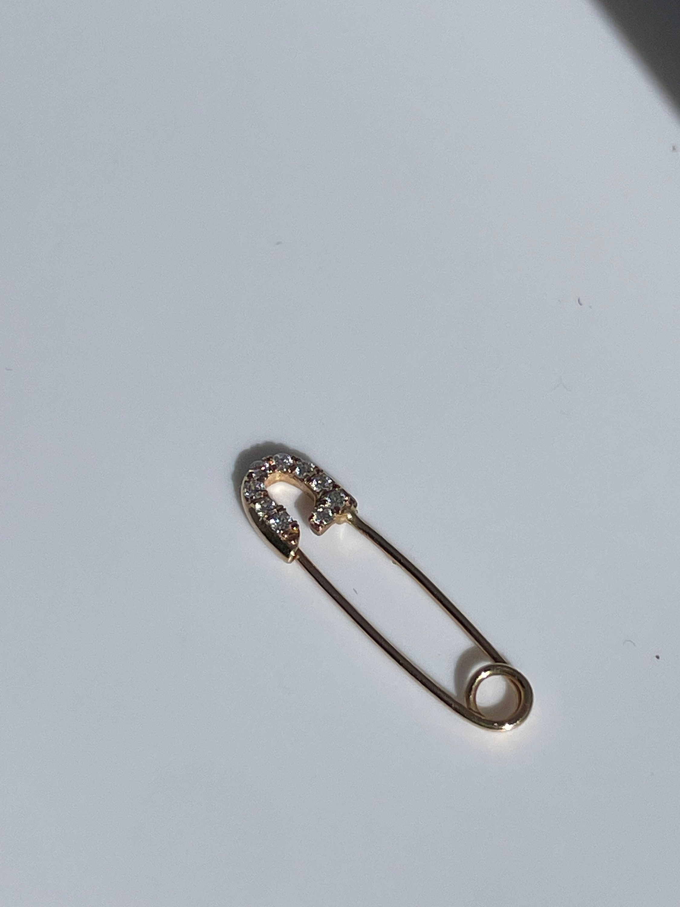 Designer 14k Gold and Diamond Safety Pin Earring - Etsy