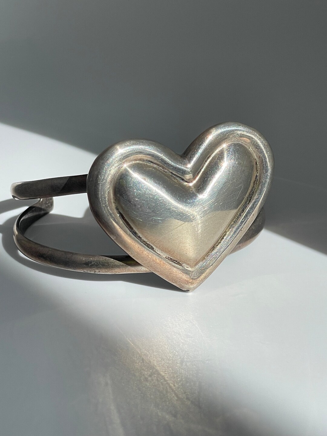Vintage Sterling Silver Heart Cuff Bracelet Taxco Mexico - Etsy