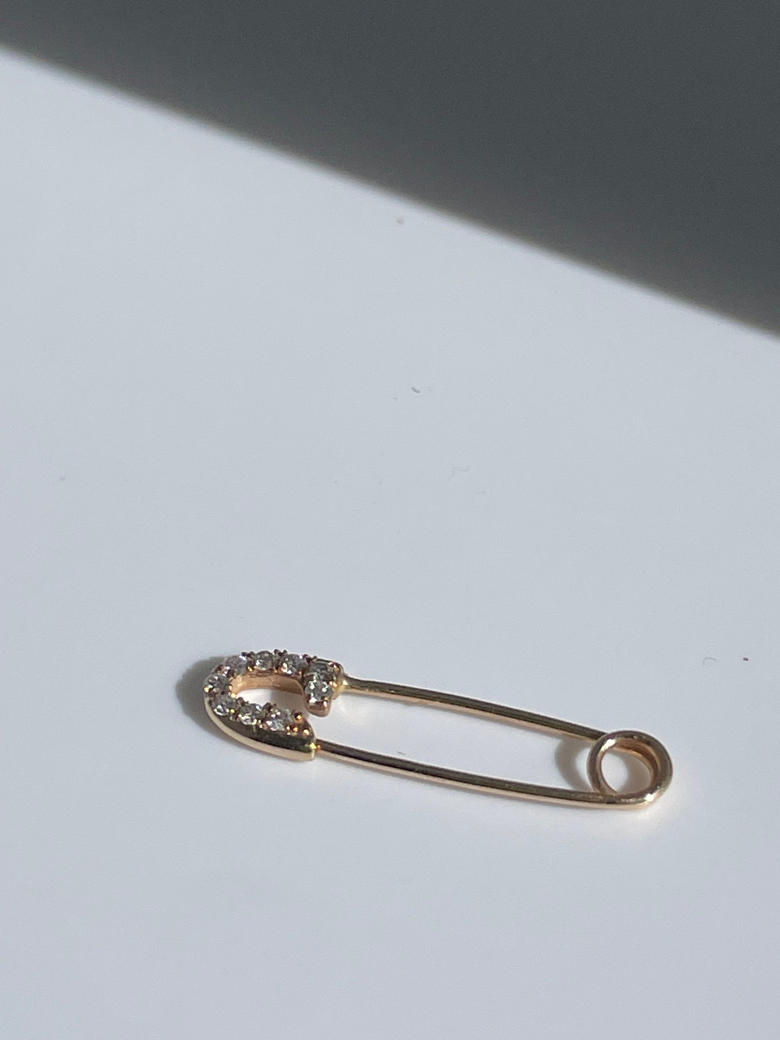 Designer 14k Gold and Diamond Safety Pin Earring - Etsy