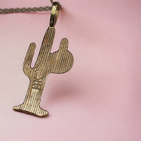 14k Solid Gold Saguaro Cactus Charm and Necklace - Gem