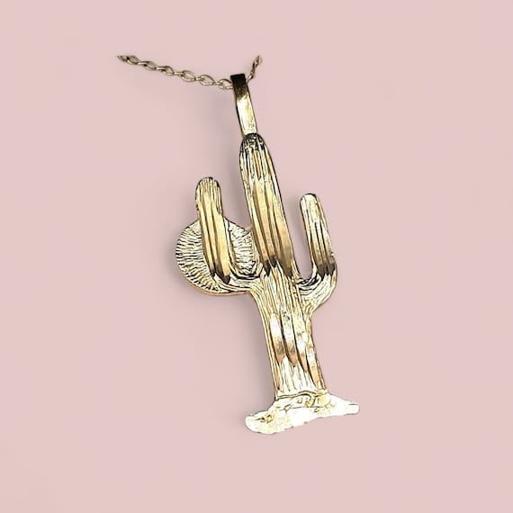 14k Solid Gold Saguaro Cactus Charm and Necklace - Gem