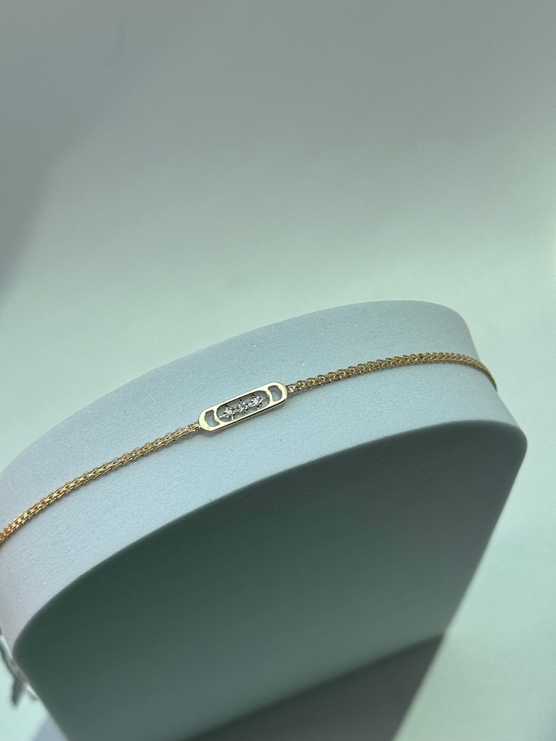 Vintage Estate Mod Oval Anklet in 14k Gold and Diamonds - Etsy