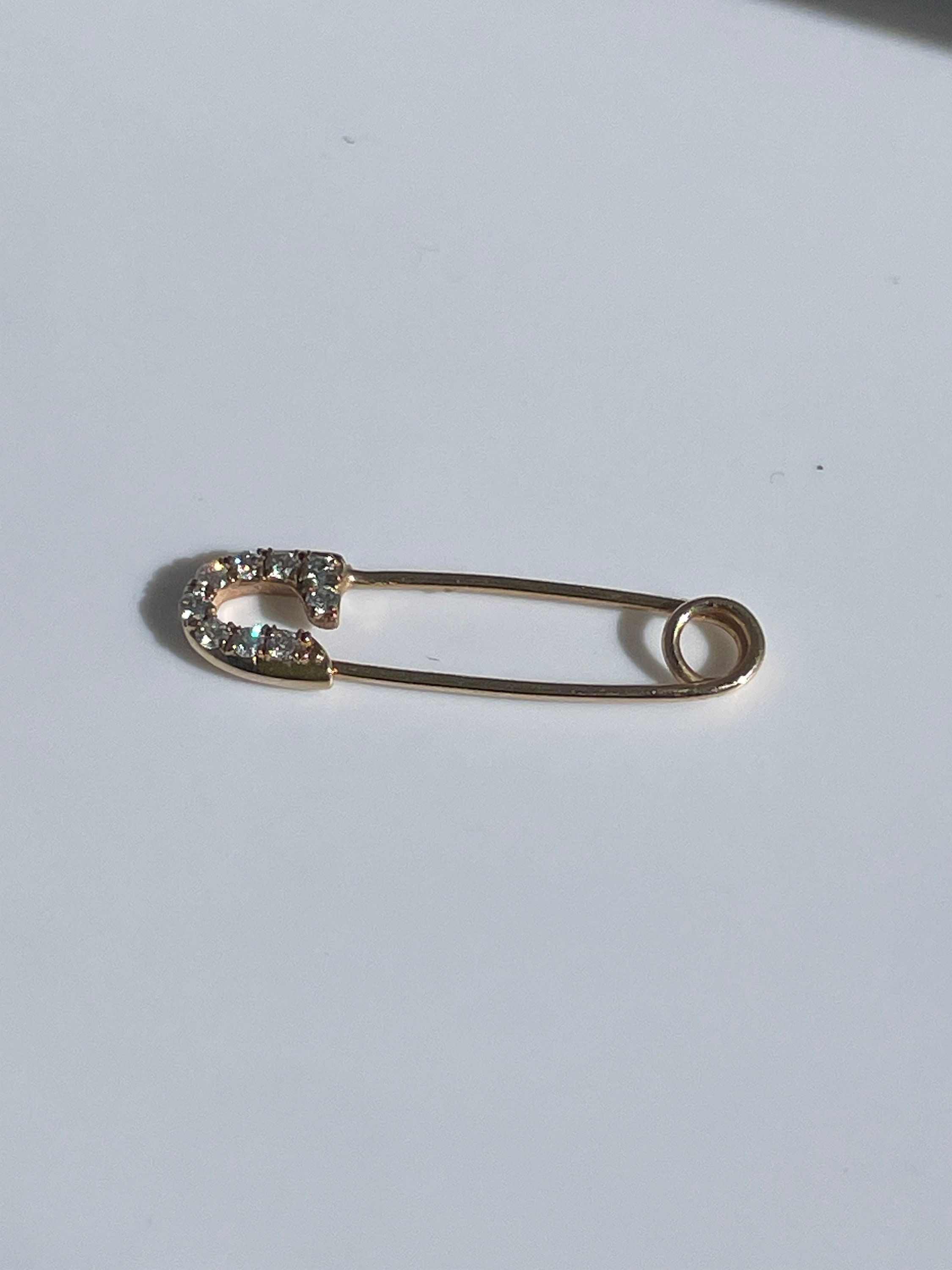 Designer 14k Gold and Diamond Safety Pin Earring - Etsy