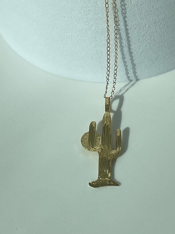 14k Solid Gold Saguaro Cactus Charm and Necklace - Gem