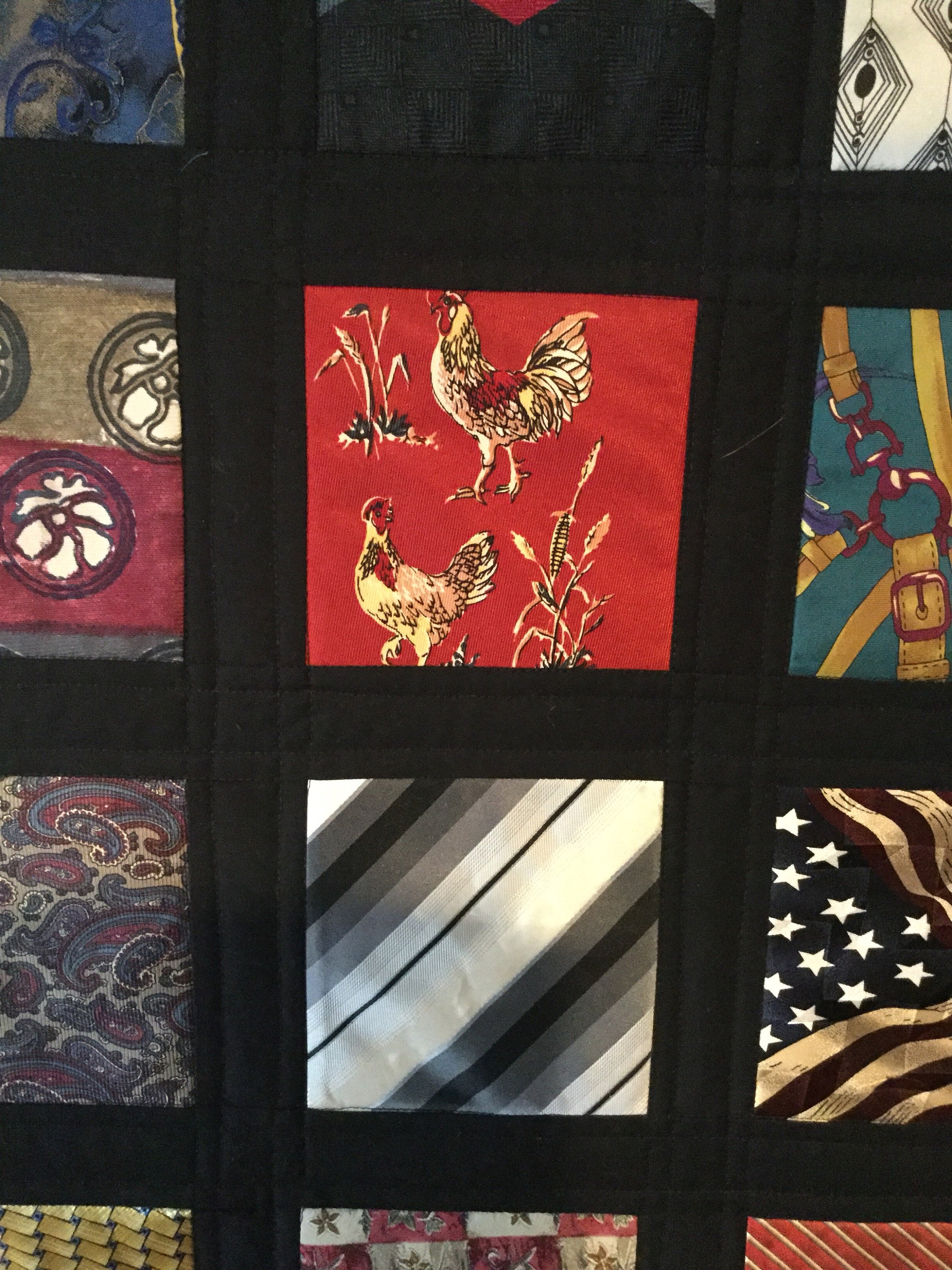 Silk Tie Black Cotton Grid Machine Quilted Wall Quilt Table Topper - Etsy