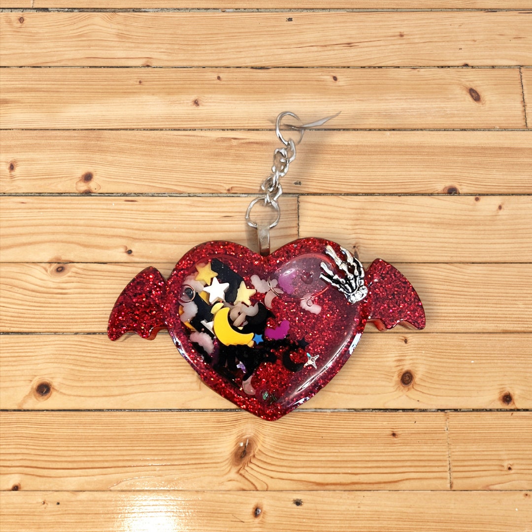 Bat Wing Heart Shaker Key Chain - Etsy