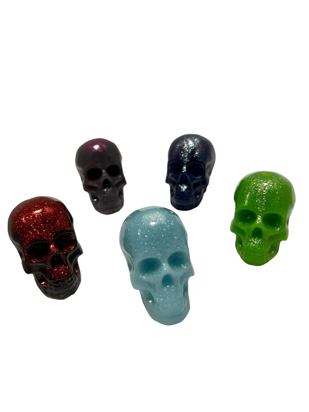 Mini Skull Resin Figure Desk Decor - Multiple Colors Purple, Black, Red ...