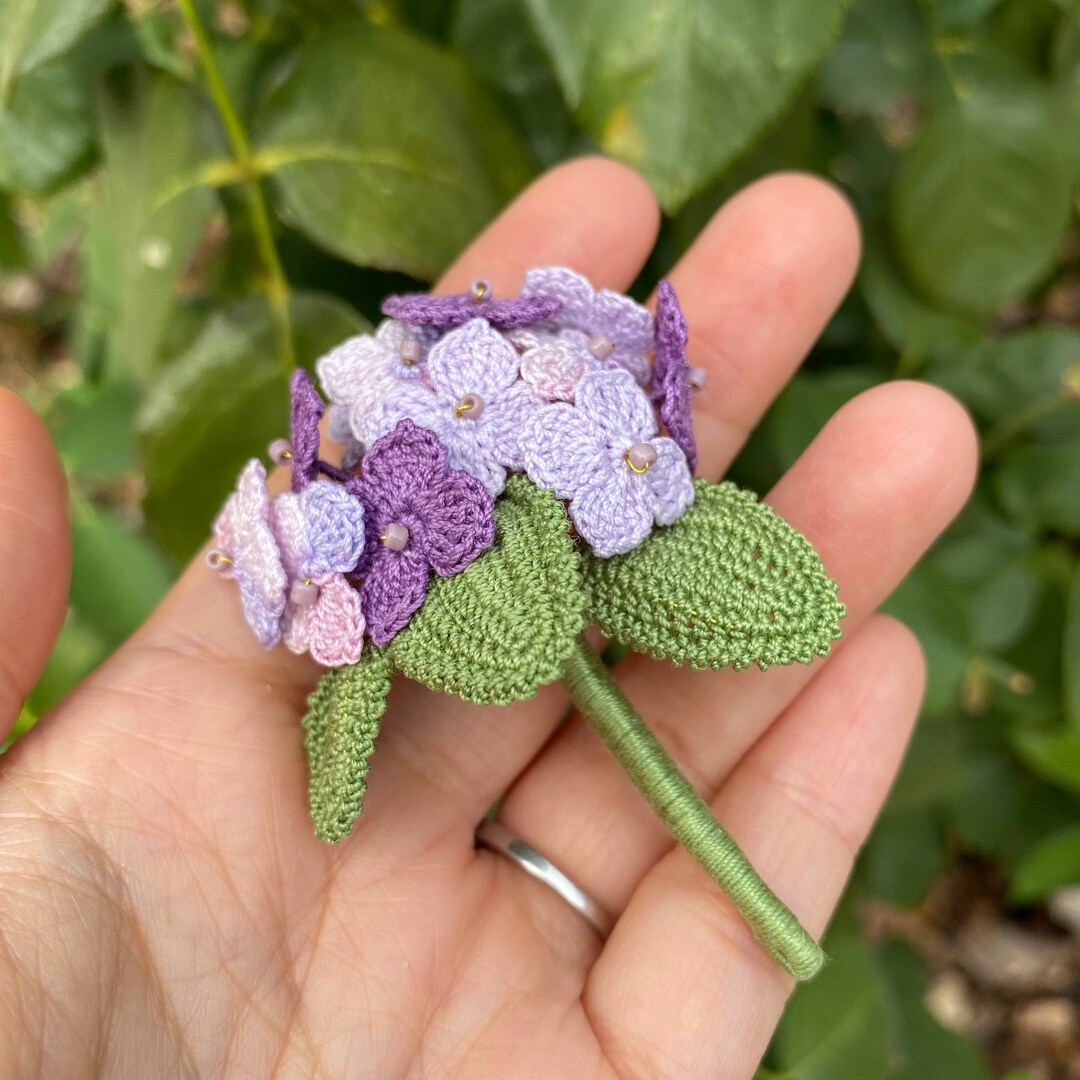 Purple Hydrangea Flower Crochet Brooch/micro Crochet /handmade ...