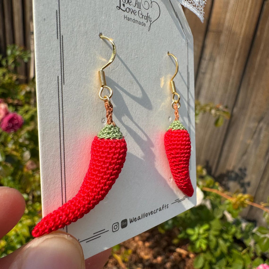 Red Chilli Pepper Amigurumi 3D Crochet Dangled Earrings/microcrochet ...