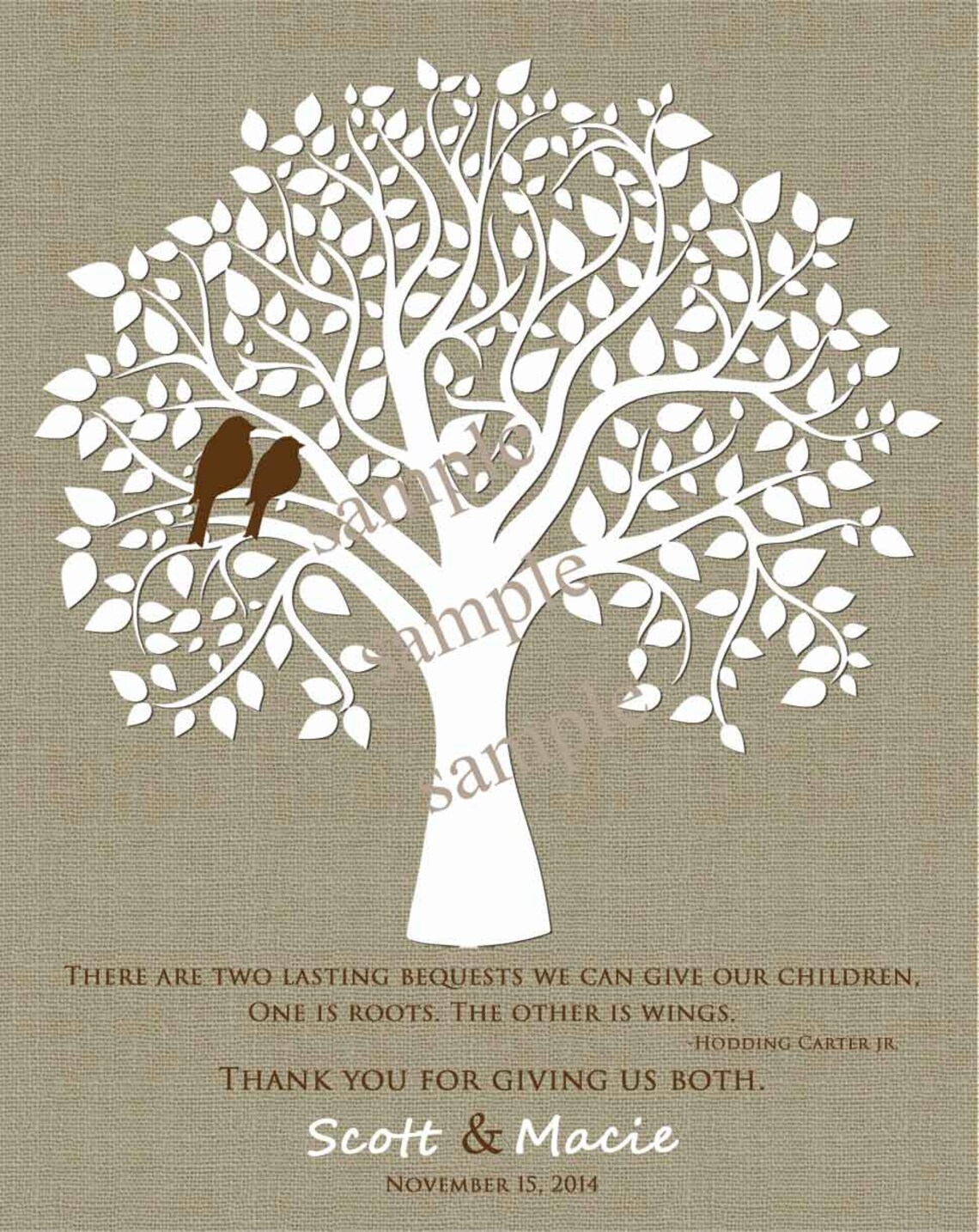 Hodding Carter Jr. Quote, Thank You Print for Parents, Roots and Wings ...
