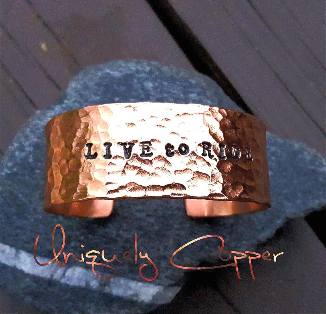 Hand Stamped Copper Cuff Bracelet: "live to Ride" Harley Gift - Etsy