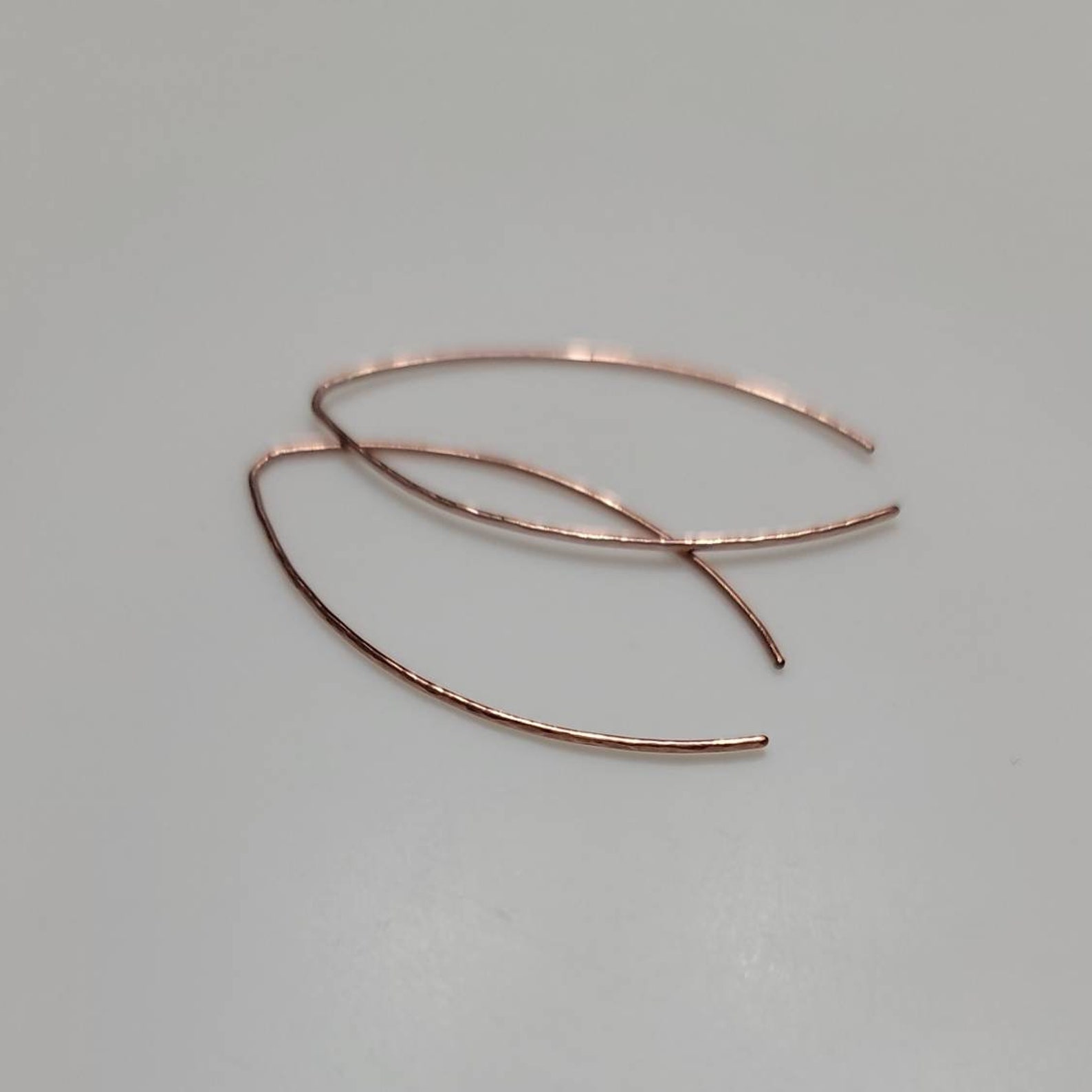 Hammered Copper Wishbone Earrings: Minimalist Threader Style - Etsy