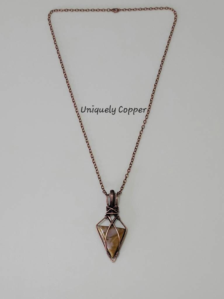 Oregon Sunset Jasper Necklace: Copper Wire Wrapped Talisman - Etsy