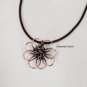 Copper Flower Pendant Necklace: Wire Wrapped Artisan Jewelry - Etsy