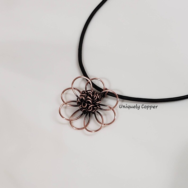Copper Flower Pendant Necklace: Wire Wrapped Artisan Jewelry - Etsy