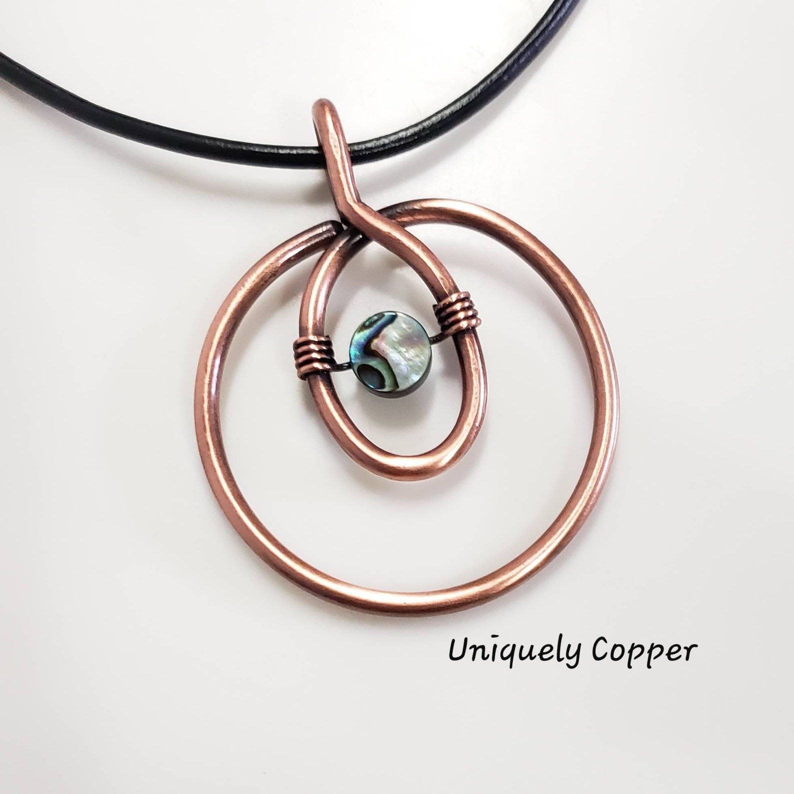 Copper Necklace Wire Wrapped Copper Pendant Abalone Copper - Etsy