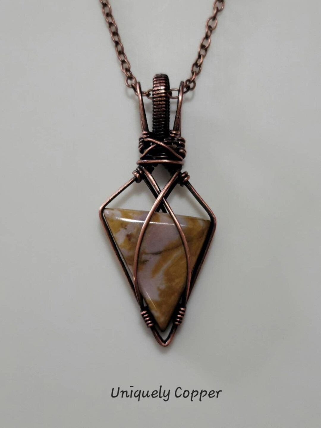 Oregon Sunset Jasper Necklace: Copper Wire Wrapped Talisman - Etsy