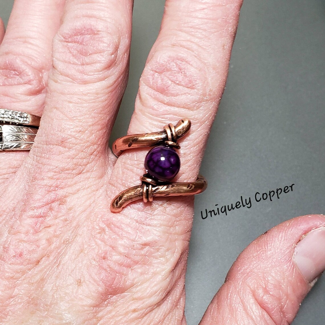 Amethyst Ring Copper Wire Wrapped Copper Ring February | Etsy