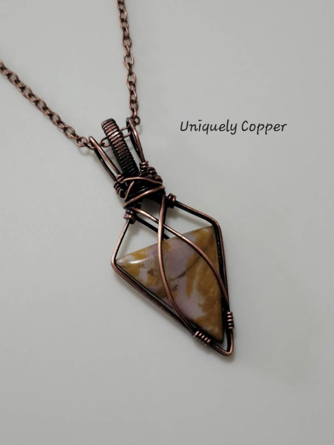 Oregon Sunset Jasper Necklace: Copper Wire Wrapped Talisman - Etsy