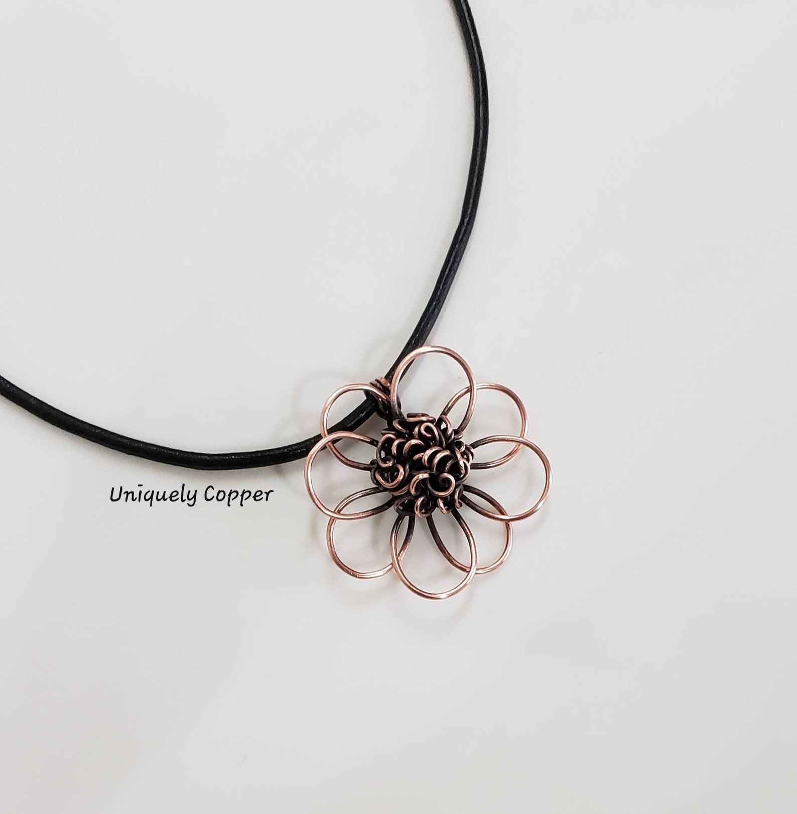 Copper Flower Pendant Necklace: Wire Wrapped Artisan Jewelry - Etsy