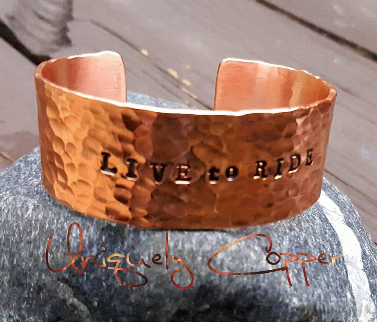 Hand Stamped Copper Cuff Bracelet: "live to Ride" Harley Gift - Etsy