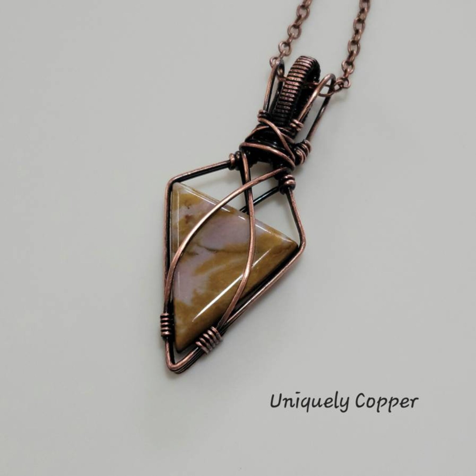 Oregon Sunset Jasper Necklace: Copper Wire Wrapped Talisman - Etsy