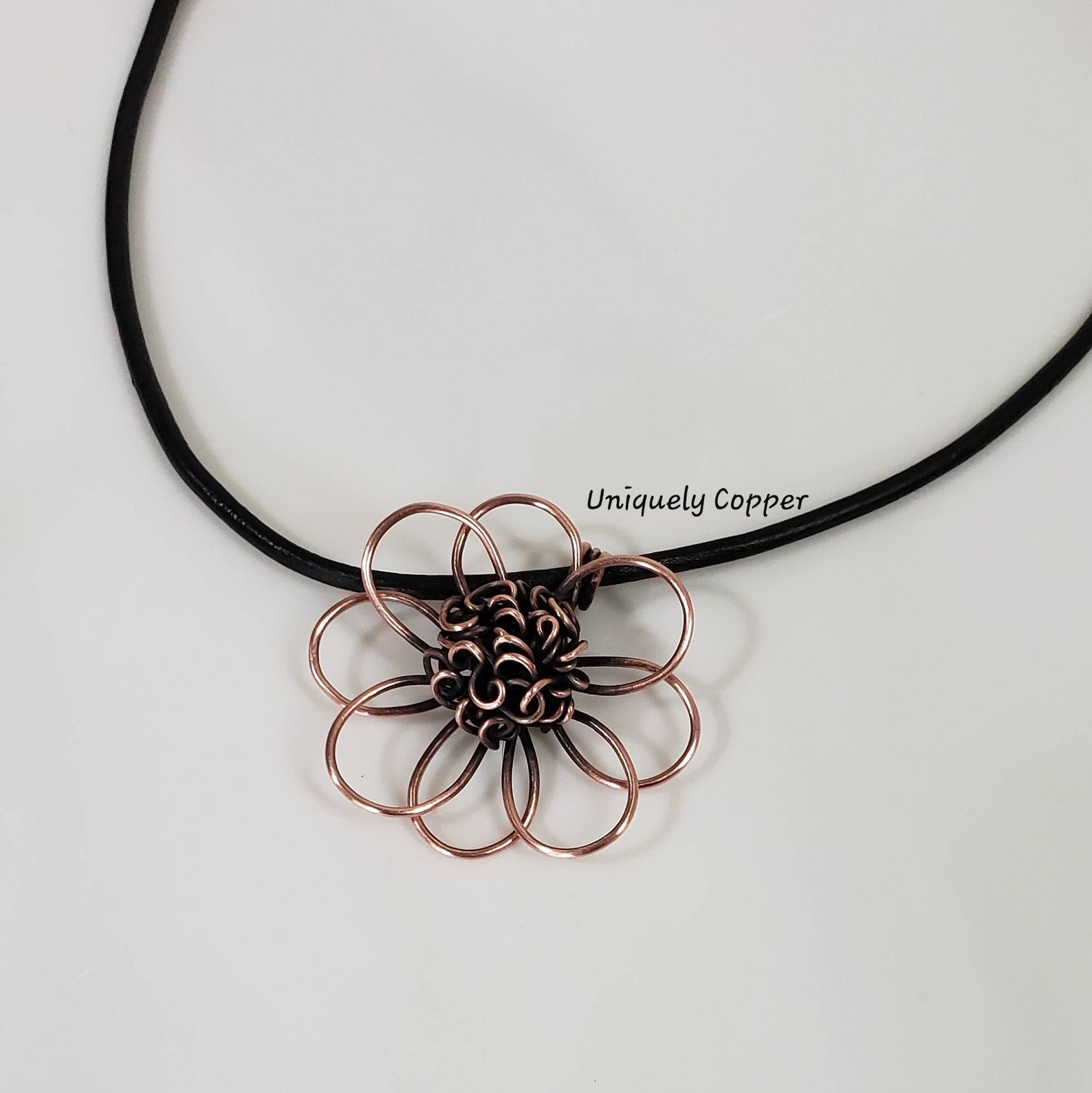 Copper Flower Pendant Necklace: Wire Wrapped Artisan Jewelry - Etsy