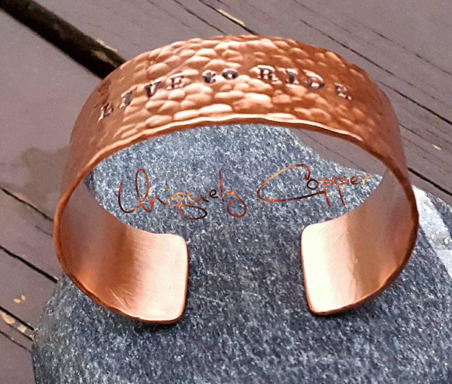 Hand Stamped Copper Cuff Bracelet: "live to Ride" Harley Gift - Etsy