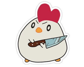 Chicken With Knife Sticker - Etsy