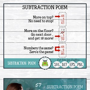 Subtraction Poem SVG Cut File, PNG Printable - Etsy