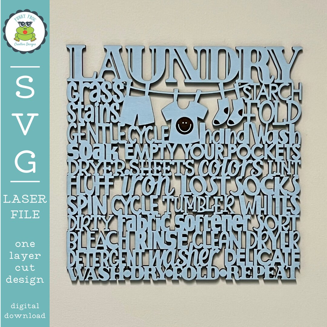 SVG Laundry Word Art Laser Ready File | Laundry Room Art | SVG Vector ...