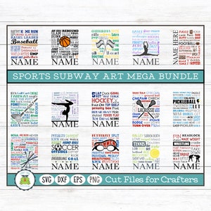 Sports Subway Art Design Bundle SVG Cut Files for Crafters, PNG ...