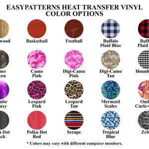Heat Transfer Vinyl Color Options Chart, Easyweed Siser HTV, Glitter ...