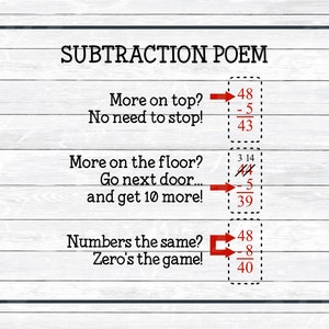 Subtraction Poem SVG Cut File, PNG Printable - Etsy