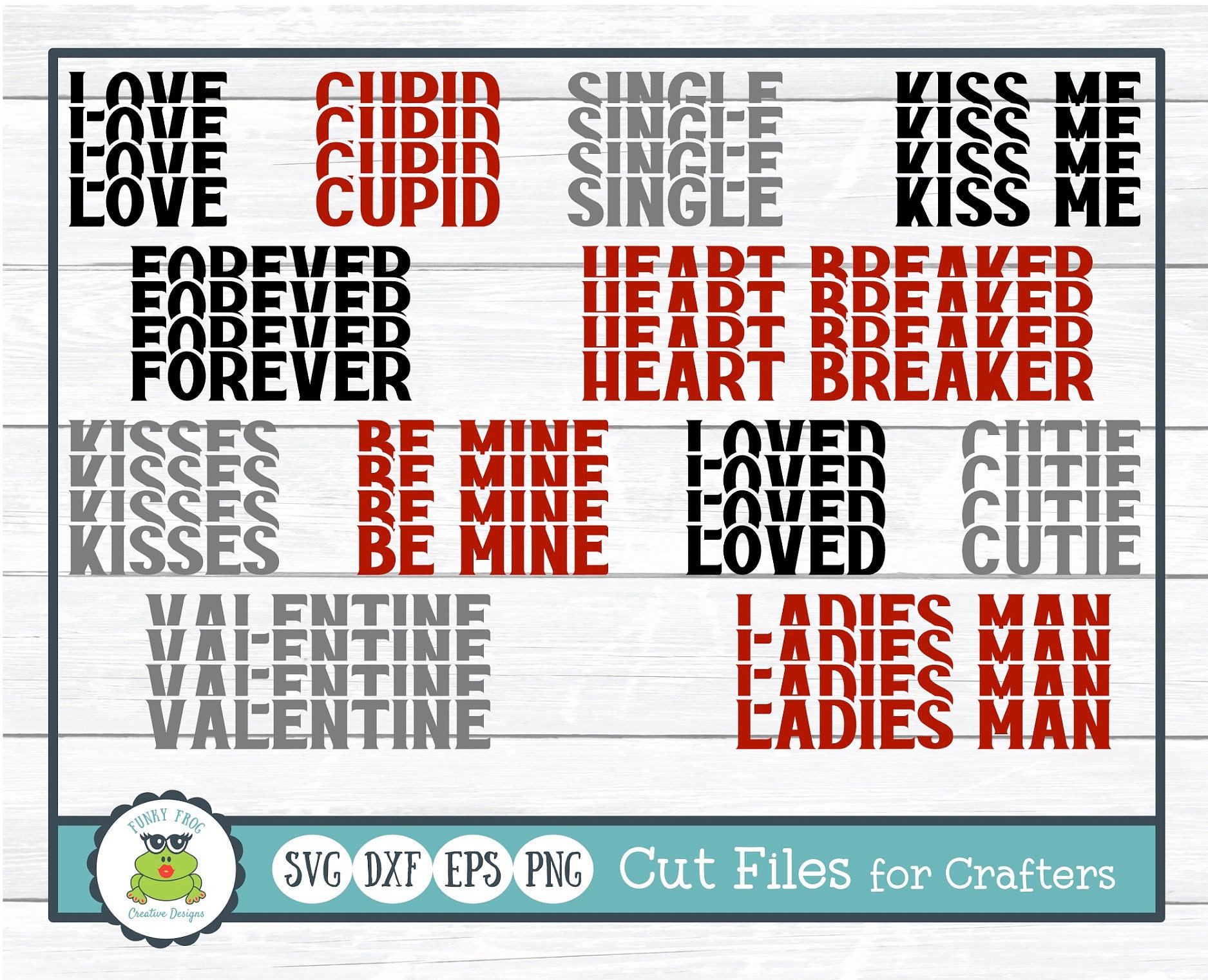 Valentine Stacked Word Bundle SVG Cut Files for Crafters | Etsy