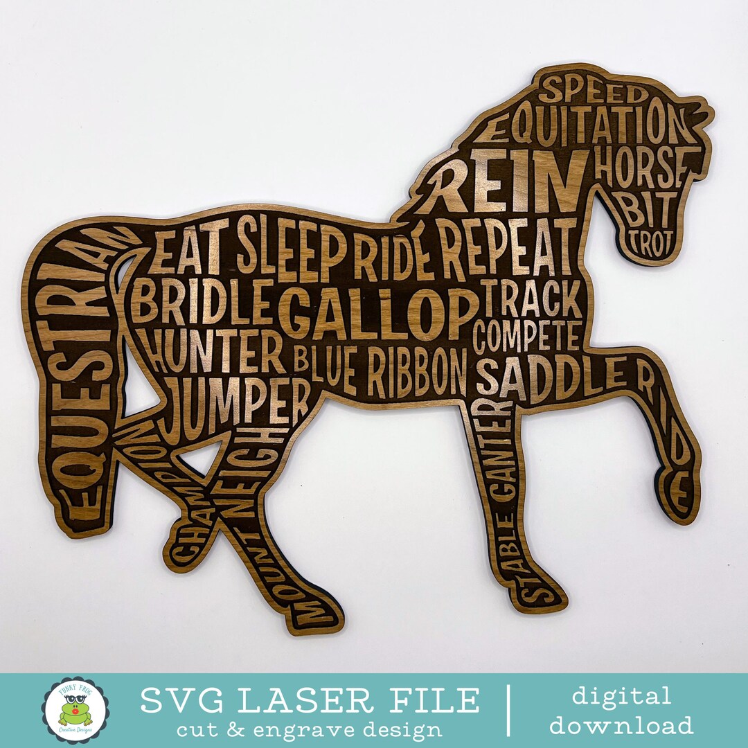 SVG Horse Word Art Laser Ready File | Equestrian Art | SVG Vector File ...