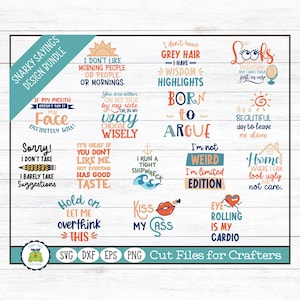 Snarky Sayings Design Bundle, Sassy SVG Cut Files for Crafters - Etsy