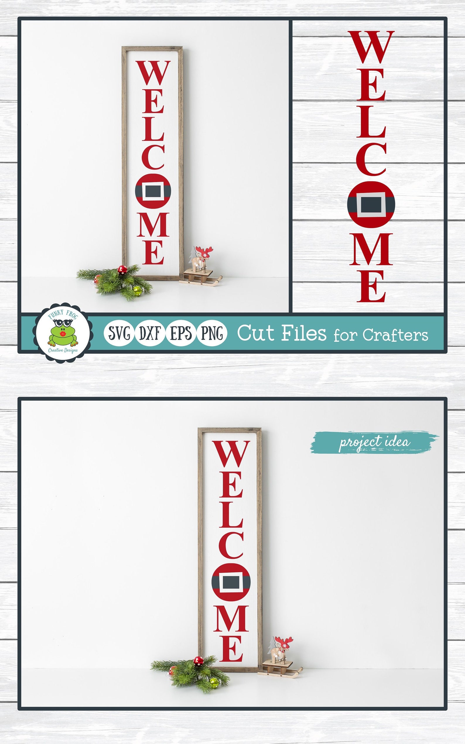 Welcome Santa Vertical Porch Sign Design, Christmas Winter Holidays SVG ...