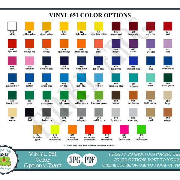 Vinyl Color Chart - Etsy