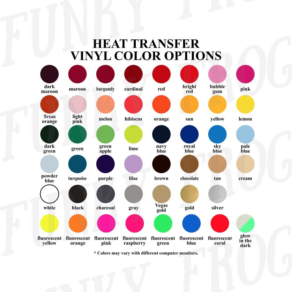 Download Heat Transfer Vinyl Color Options Chart Siser HTV | Etsy