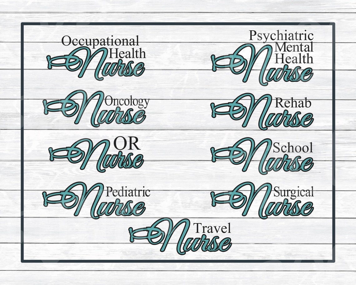 Nursing Titles Types of Nurses Design Bundle SVG Cut Files - Etsy