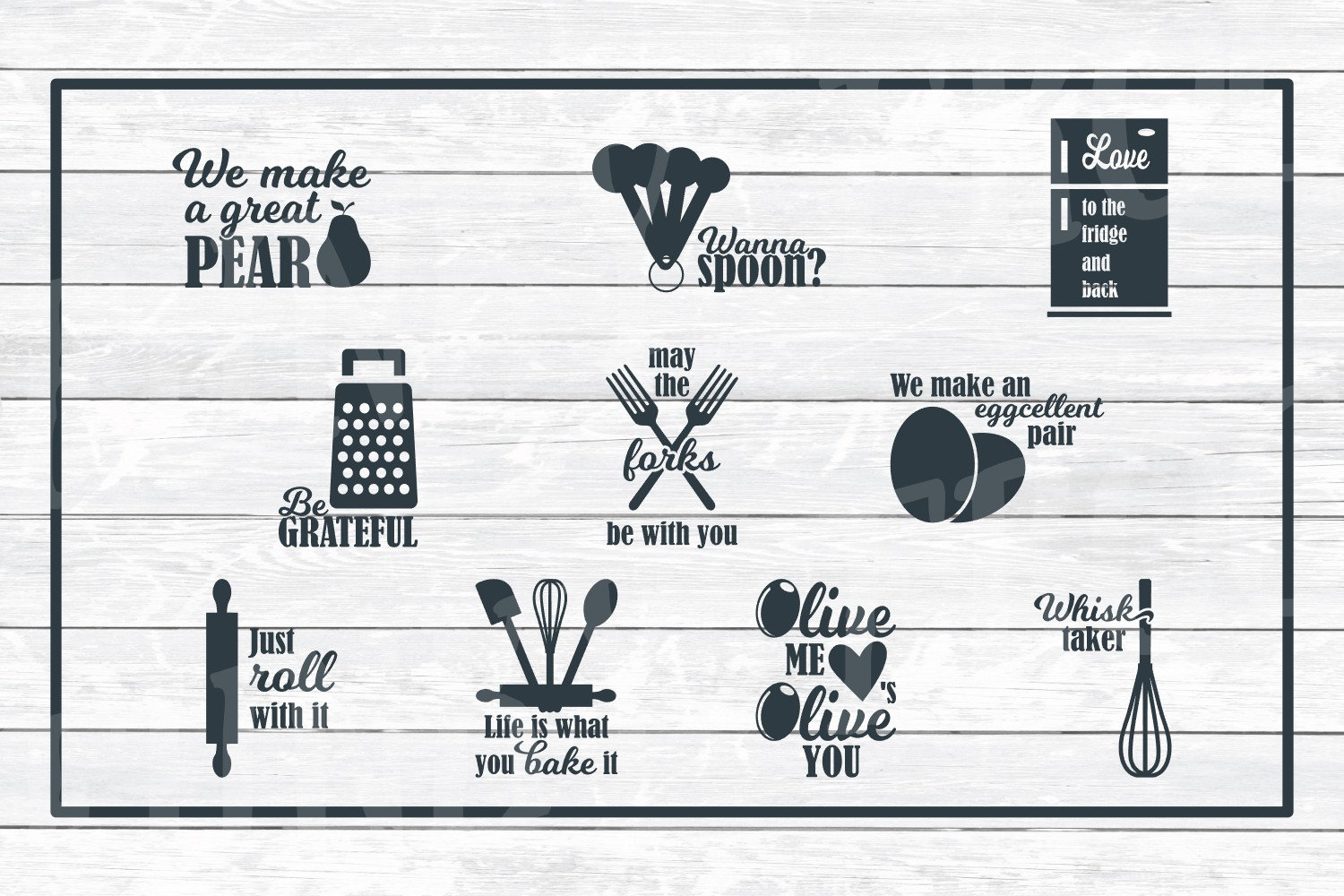 Kitchen Art Mega Design Bundle, Kitchen Puns, SVG Cut Files for ...